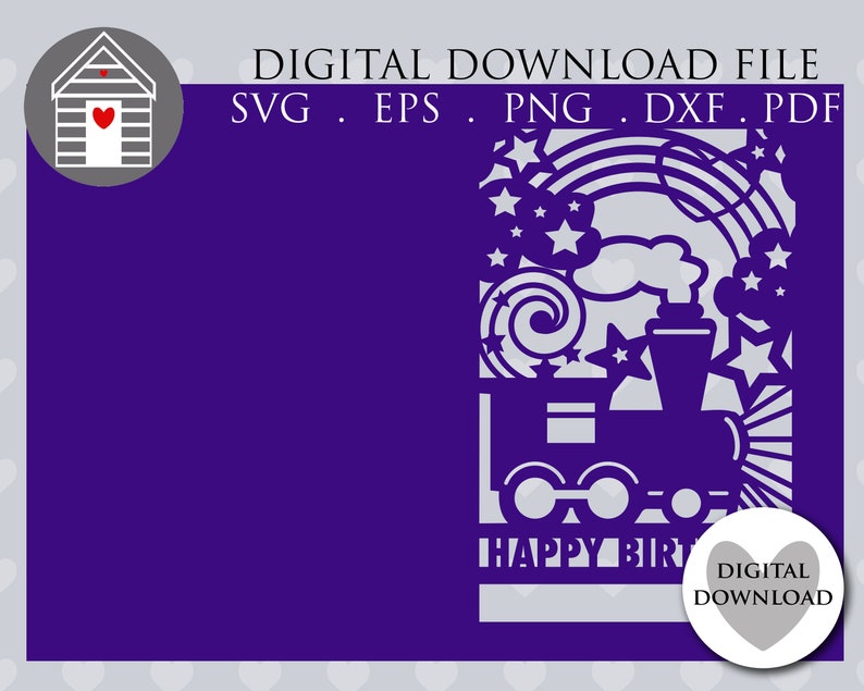 Happy Birthday Steam Train Card SVG Personalized Greetings Card ...