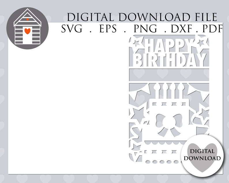 SVG Happy Birthday Cake Card Template Personalize Your Card - Etsy