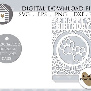 Paw Prints Birthday Card SVG: Personalized Papercut From the Dog ...