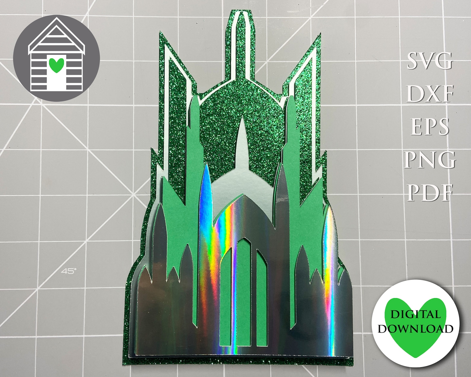 3D Emerald Castle Cake Topper Cricut Template Laser Cut File Musical ...