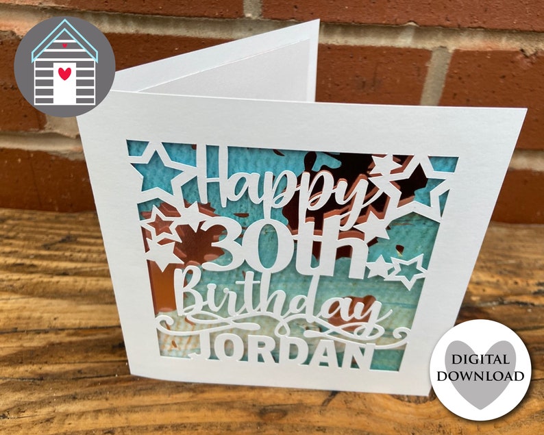 30th Birthday Card Customizable Laser Cut Greetings Card Personalised ...
