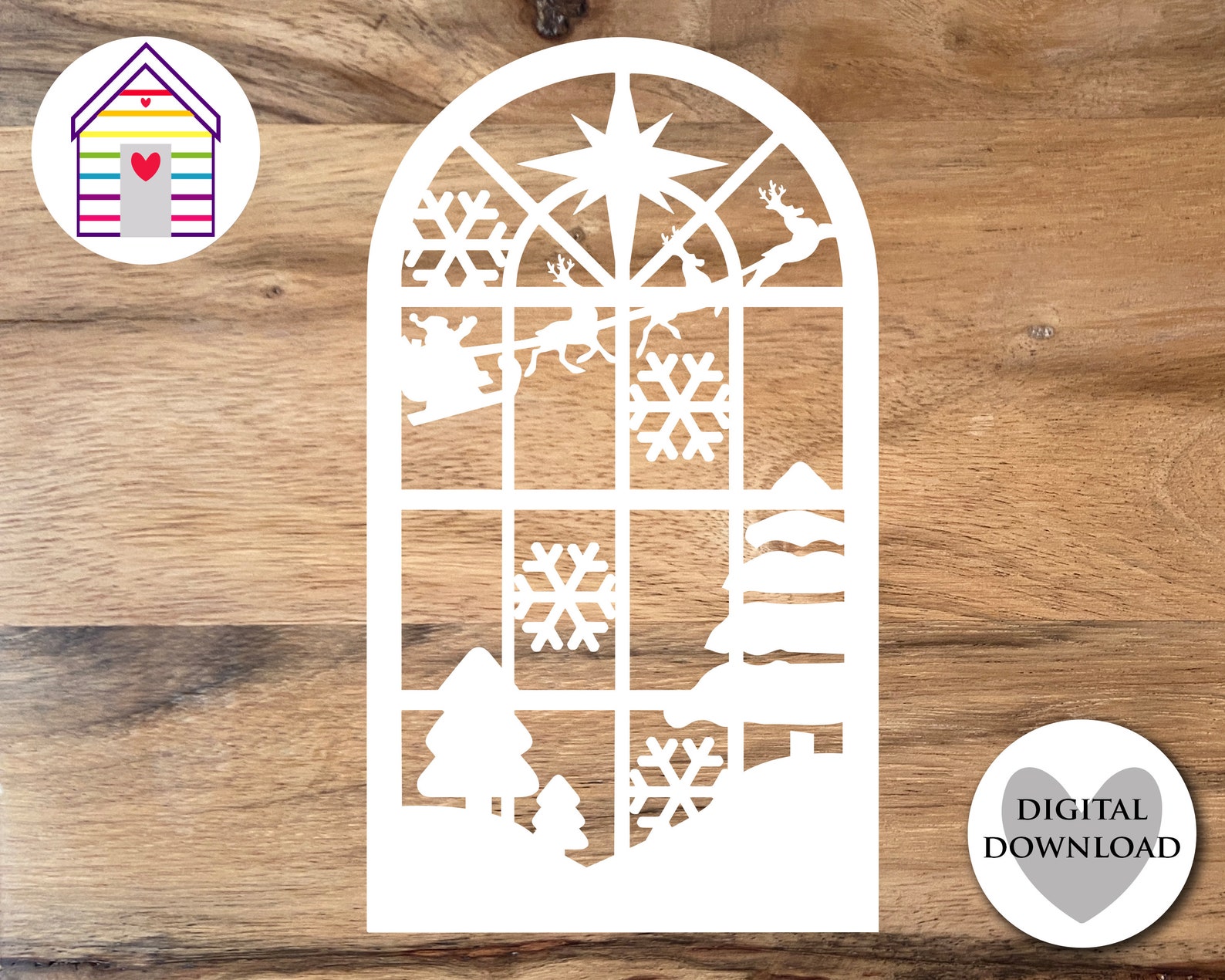 SVG Christmas Window Scene Cut File -EPS -PNG -dxf - Pdf File - Digital ...