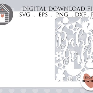 SVG New Baby Girl Card New Arrival Greetings Card Design Digital Cut ...