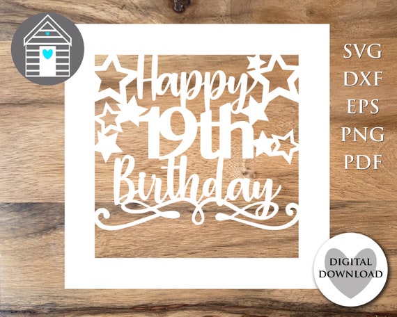 SVG Happy 19th Birthday Greetings Card Cut Files for Cricut - Etsy Canada