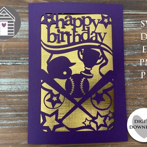 SVG Baseball Softball Birthday Card - Happy Birthday Card - Digital Cut ...