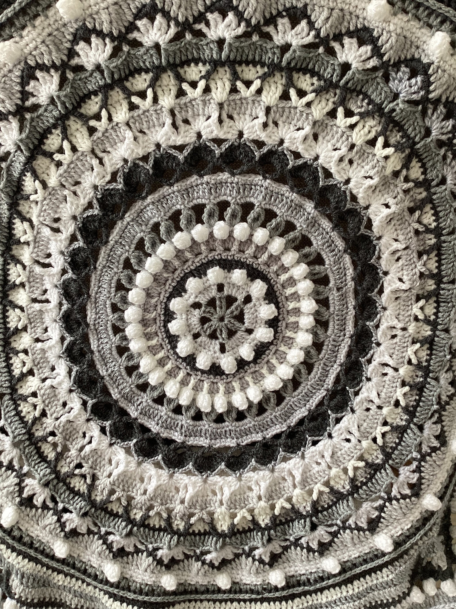 Grey Mandala Blanket / Crochet Mandala Throw / - Etsy