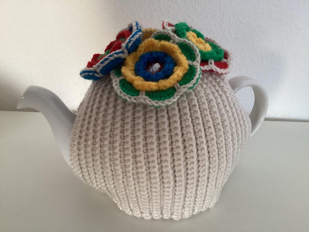 Large Crochet Cream Tea Cosy / 6 to 10 Cup Tea Cosy With Flowers - Etsy