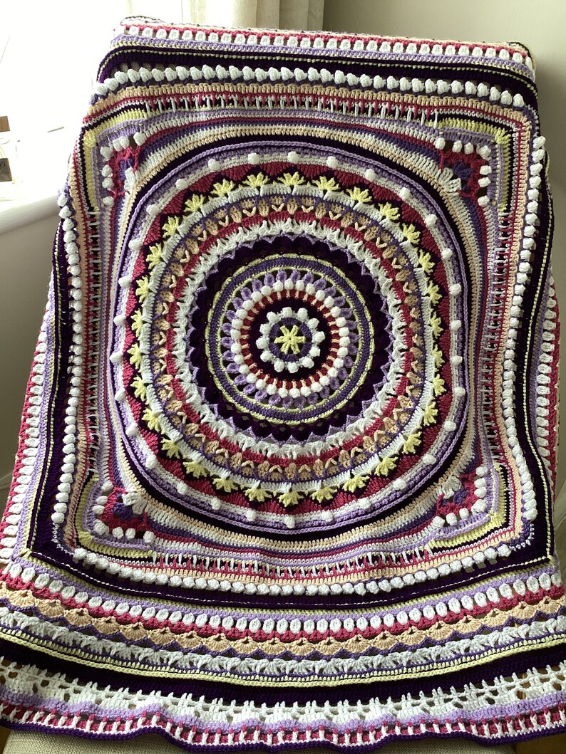 Purple Mandala Blanket / Mandala Throw / Crochet Blanket / Crochet ...