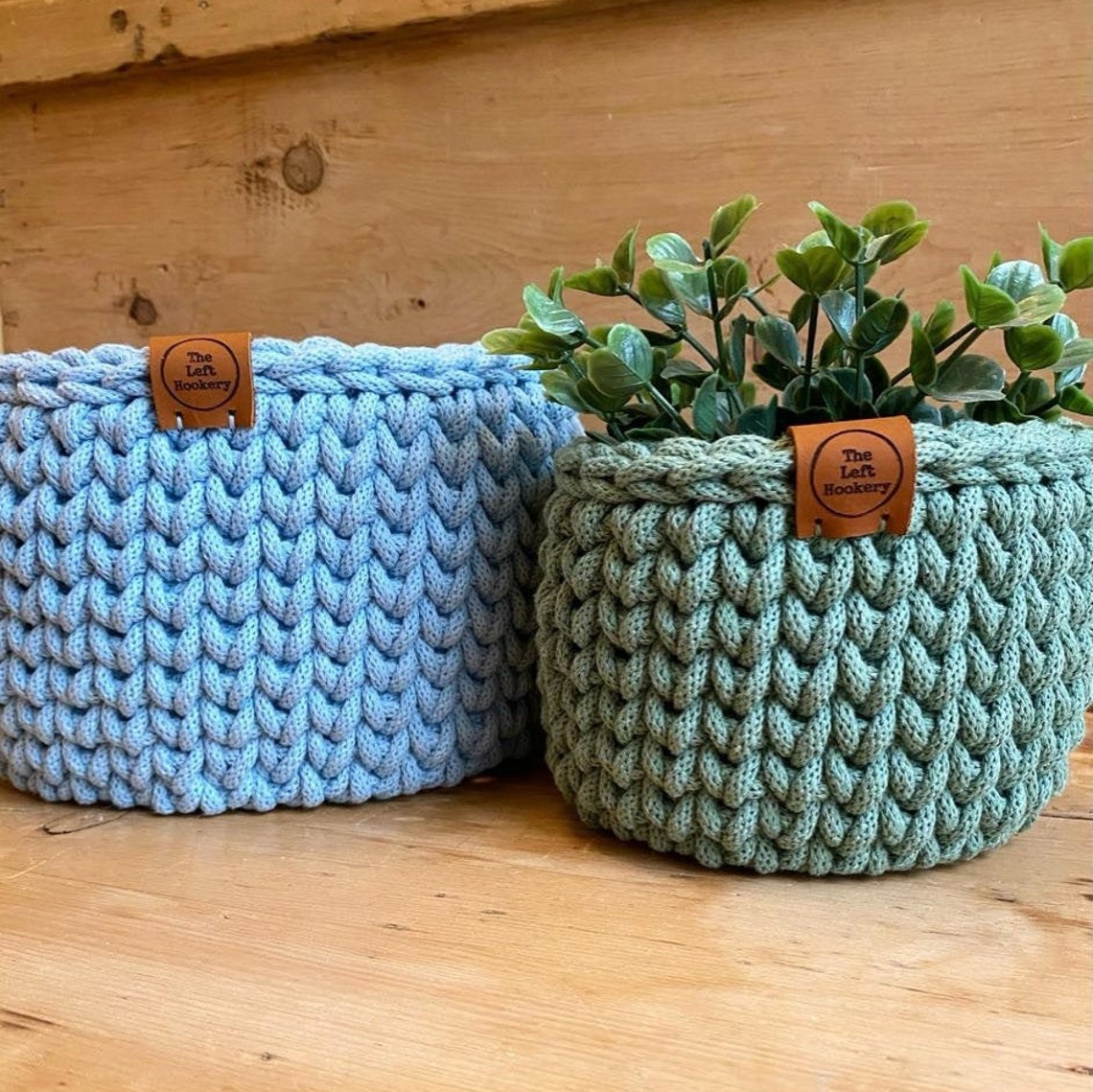 Crochet Basket Pattern Knitted Look Knitted Look Basket | Etsy