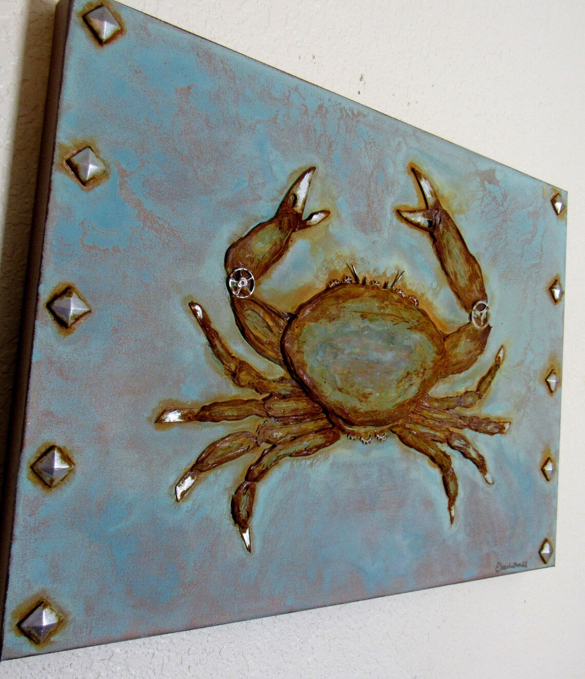Crab Original Art Nautical Decor Maryland Crab Painting Rust - Etsy