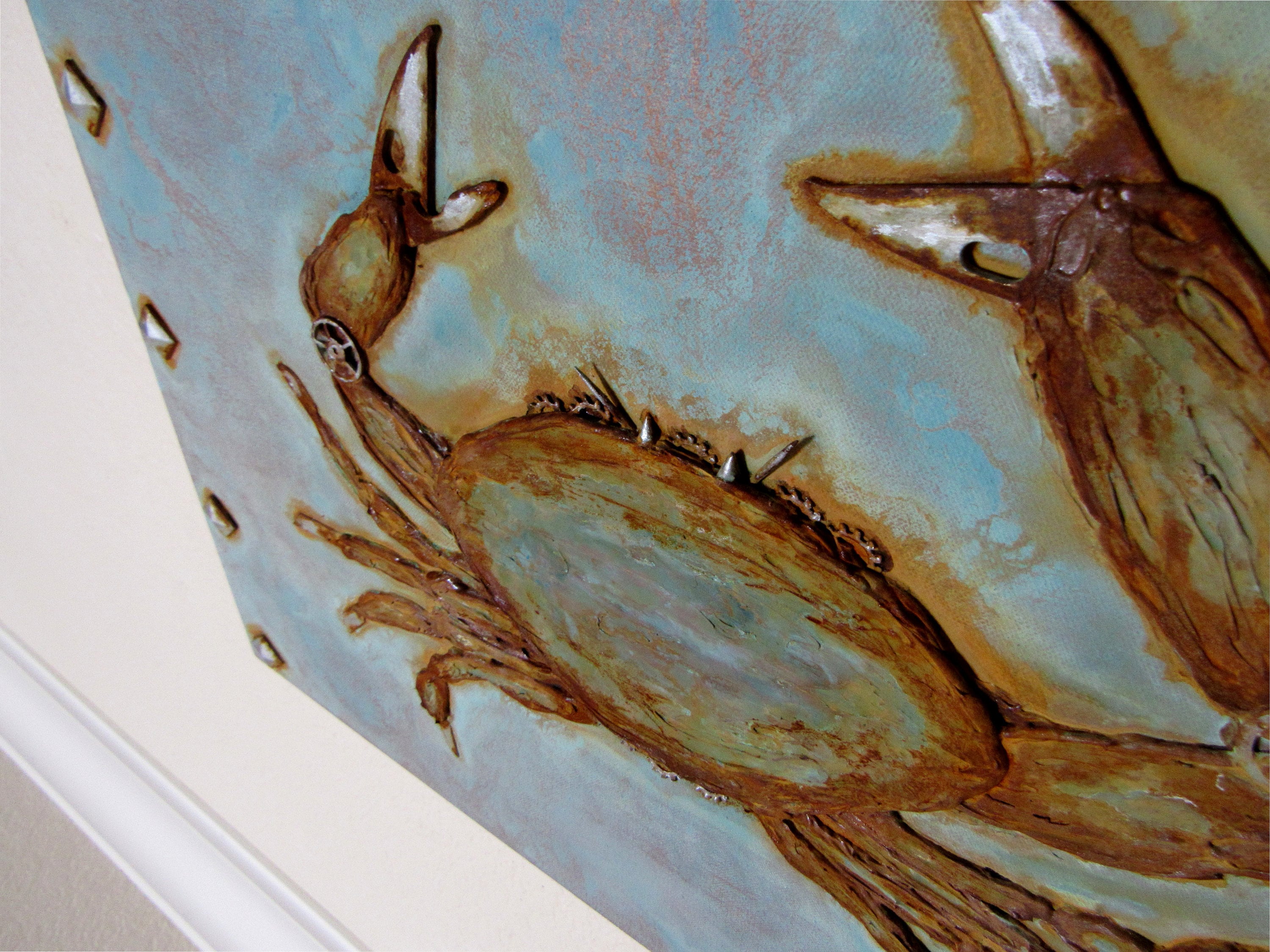 Crab Original Art Nautical Decor Maryland Crab Painting Rust and ...