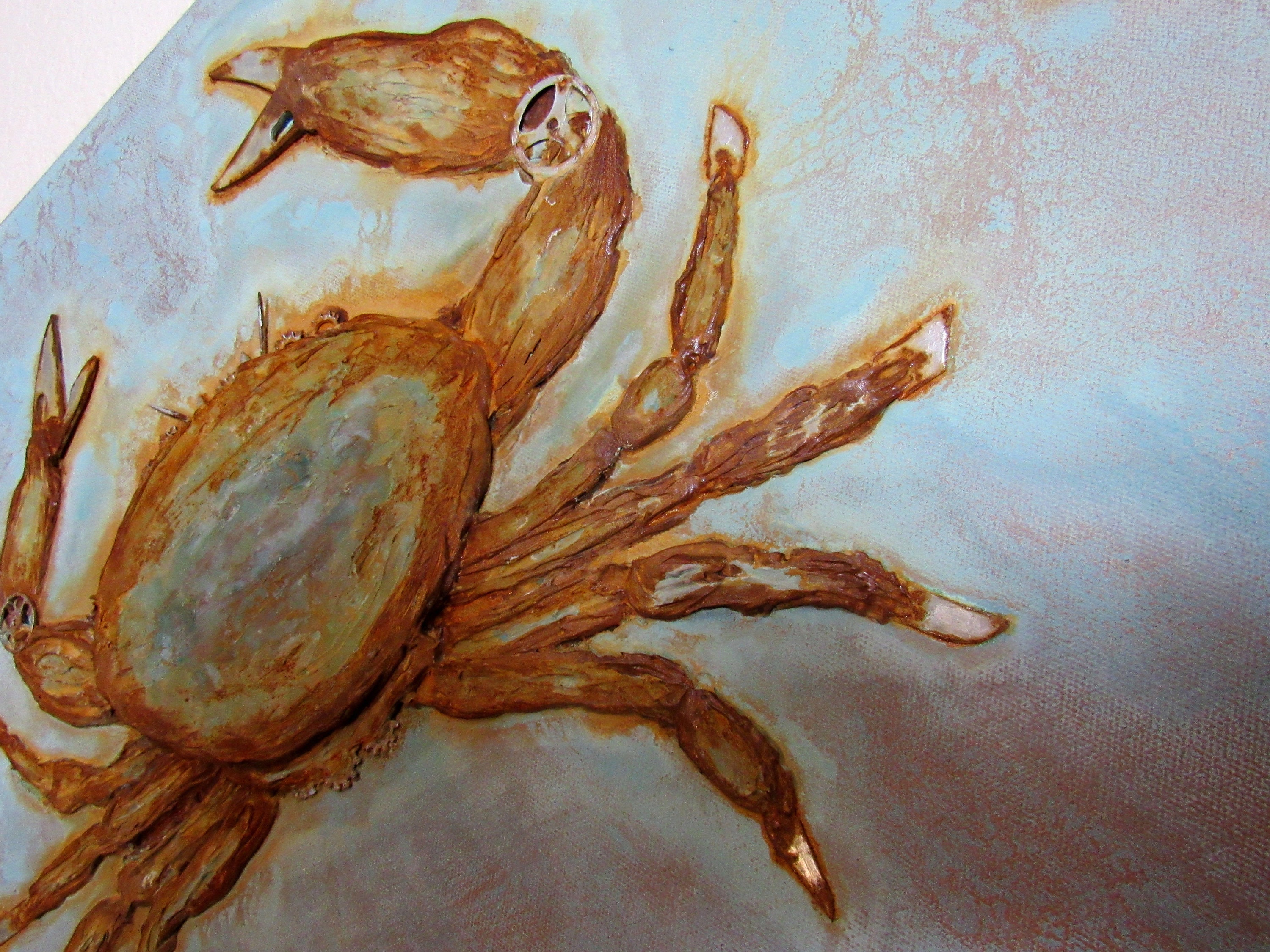 Crab Original Art Nautical Decor Maryland Crab Painting Rust and ...