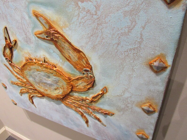 Crab Original Art Nautical Decor Maryland Crab Painting Rust and ...