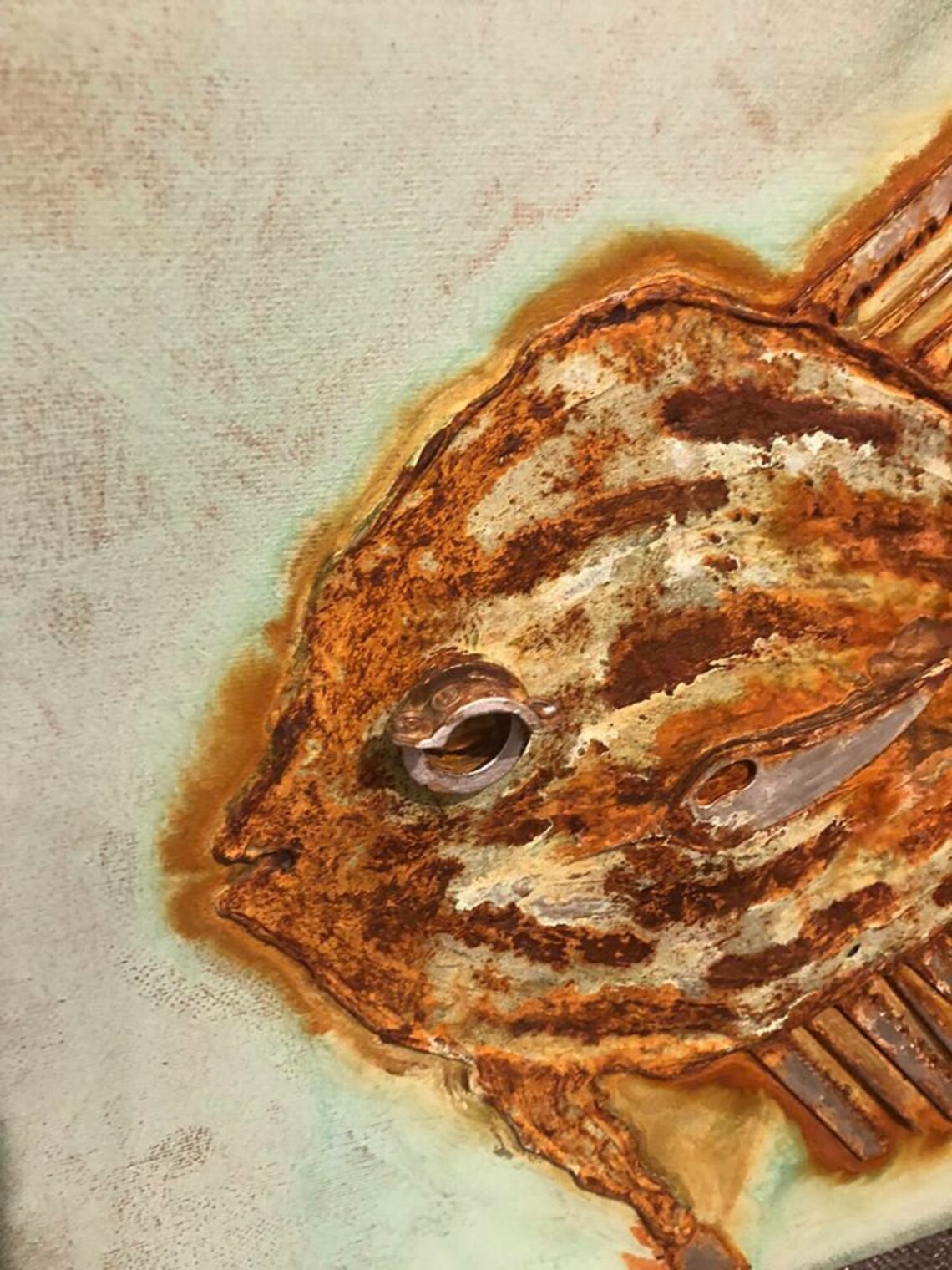 Textured Sea Art Original Fish Painting in Rust and Patina - Etsy