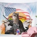 Patriotic Cat Wall Tapestry - America Cat Meme Wall Art, Funny College ...