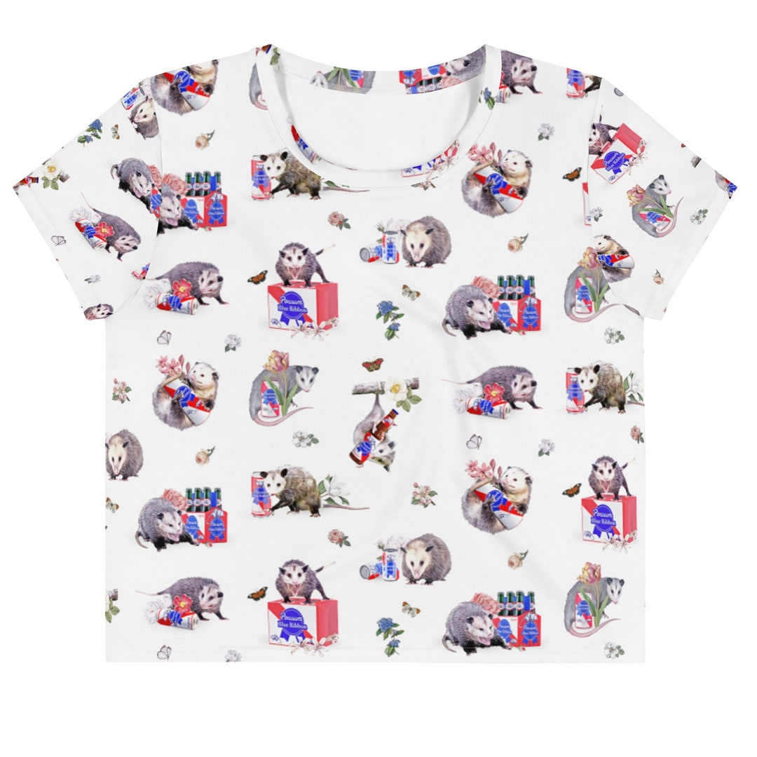 Possums and Beer Crop Top - Funny Womens Animal Pattern Shirt, Alcohol ...