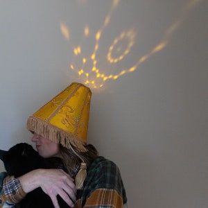 Lampshade Hat With LED Party Lights - Gold Oriental Lamp Hat, Funny ...