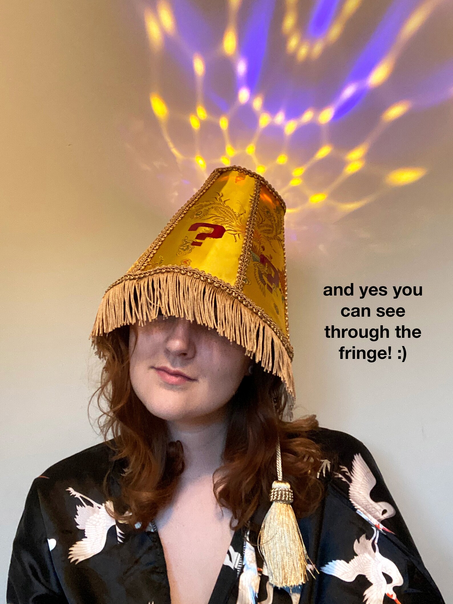 Question Mark Lampshade Hat With LED Party Lights - Gold Oriental Lamp ...