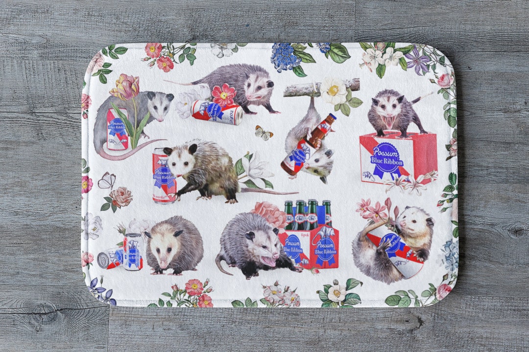 Possums and Beer Bath Mat - Funny Bathroom Decor, Animal Bathroom Rug ...