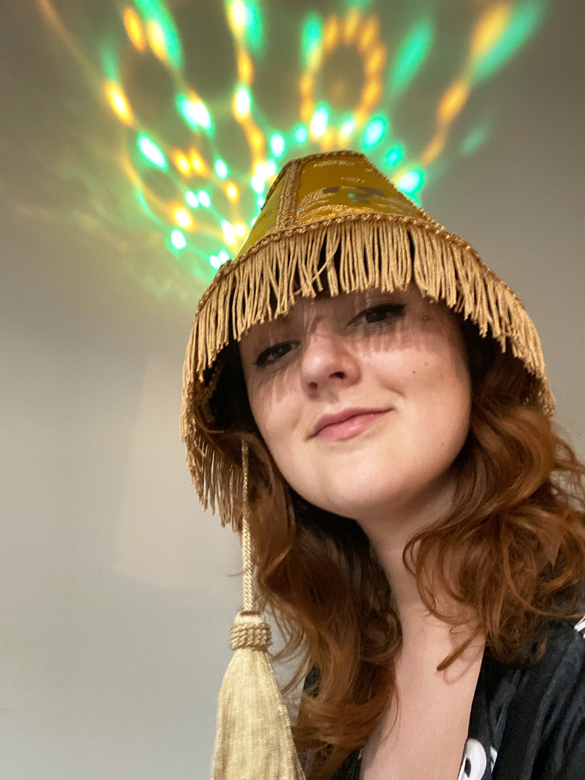 Question Mark Lampshade Hat With LED Party Lights - Gold Oriental Lamp ...