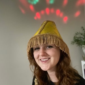Lampshade Hat With LED Party Lights - Gold Oriental Lamp Hat, Funny ...