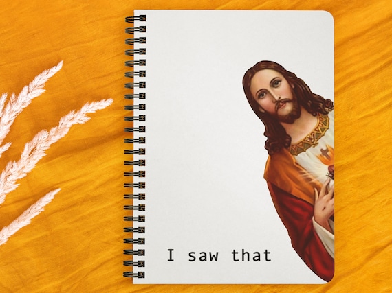 Jesus Peeking Meme Spiral Notebook 5x7 Lined Journal - Etsy