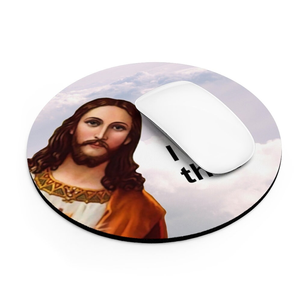 Jesus Meme Circle Mouse Pad Funny Jesus Peeking Mousepad - Etsy
