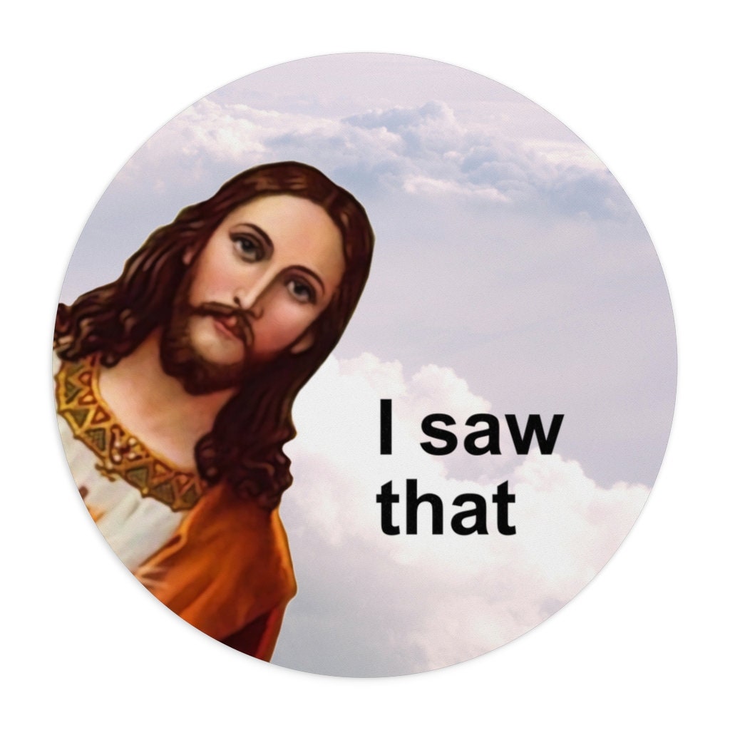 Jesus Meme Circle Mouse Pad Funny Jesus Peeking Mousepad | Etsy