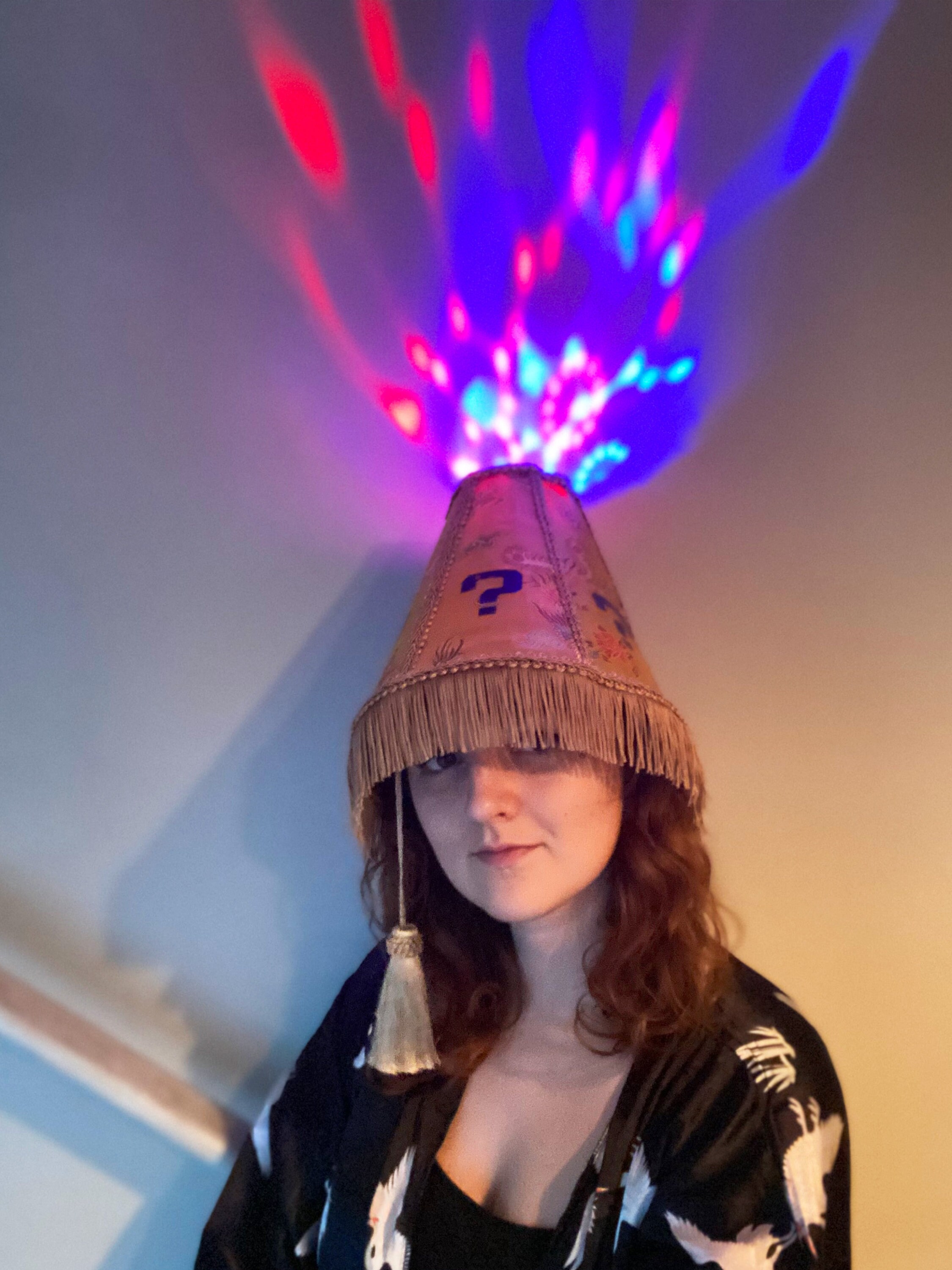 Question Mark Lampshade Hat With LED Party Lights - Gold Oriental Lamp ...