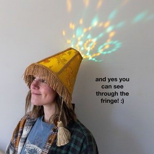 Lampshade Hat With LED Party Lights - Gold Oriental Lamp Hat, Funny ...