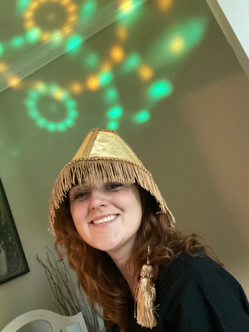 Gold LED Lampshade Hat - Funny Costume Hat With Sound Activated Party ...
