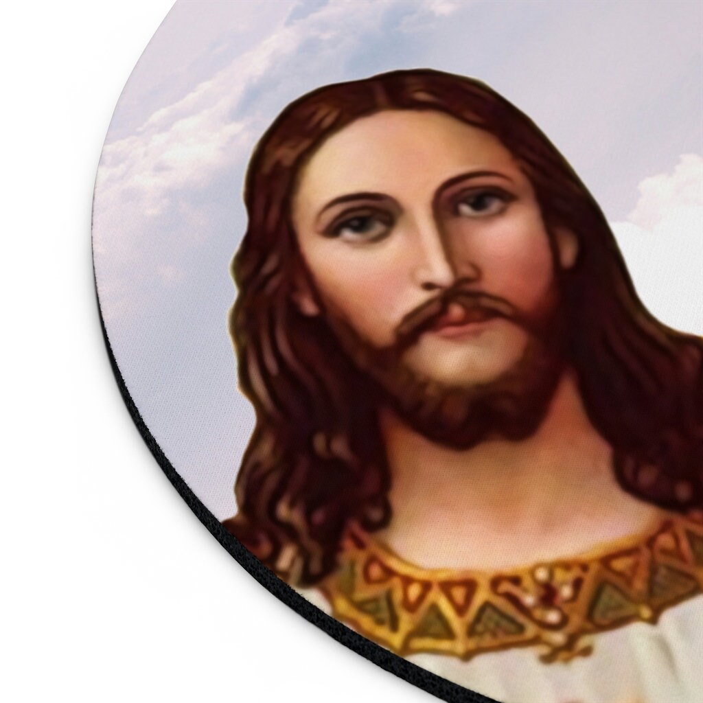 Jesus Meme Circle Mouse Pad Funny Jesus Peeking Mousepad | Etsy