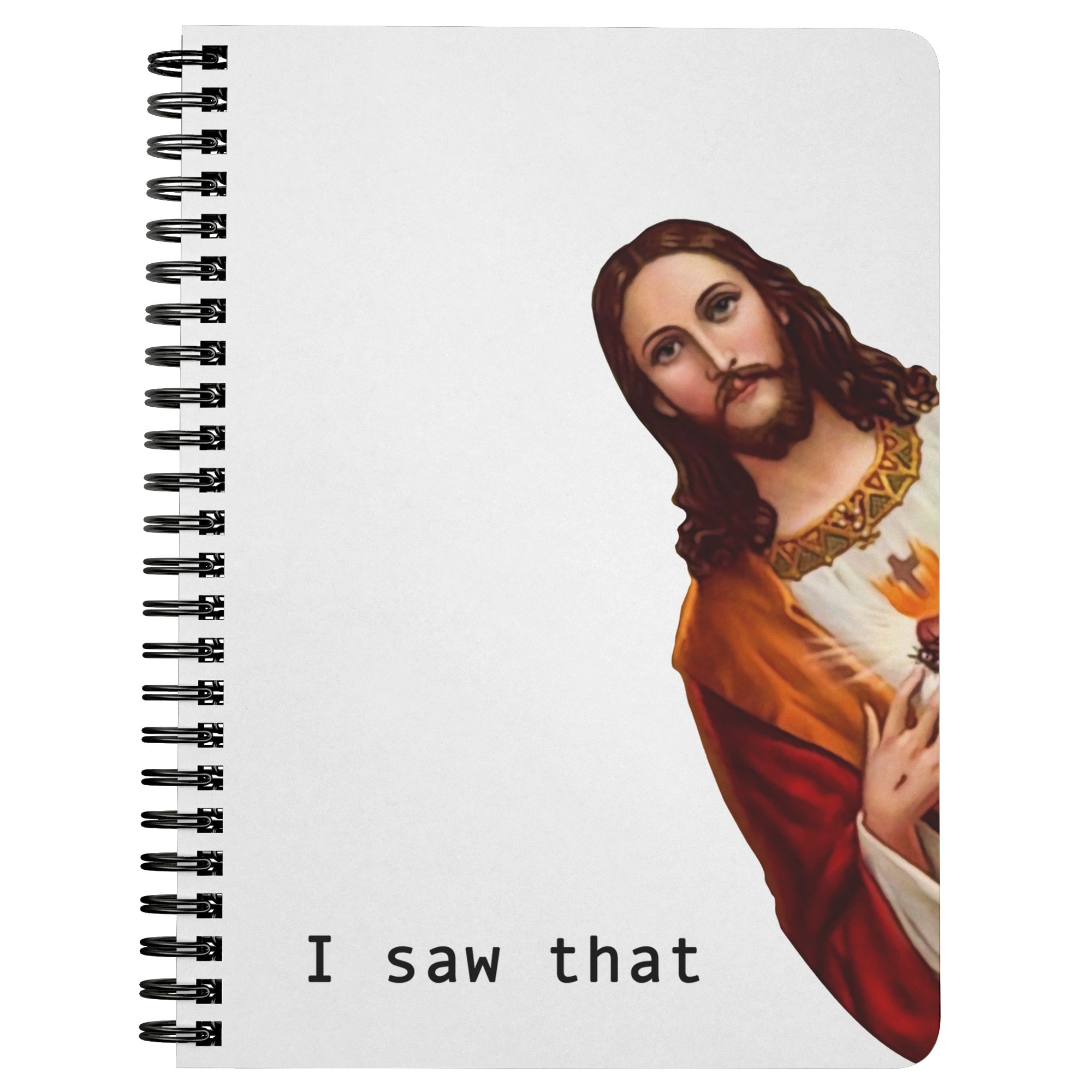 Jesus Peeking Meme Spiral Notebook 5x7 Lined Journal | Etsy