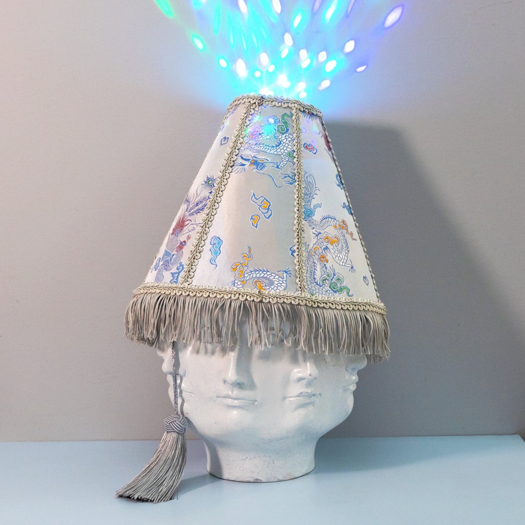 Iridescent Pastel LED Lampshade Hat - Light Blue Holo Festival Hat ...