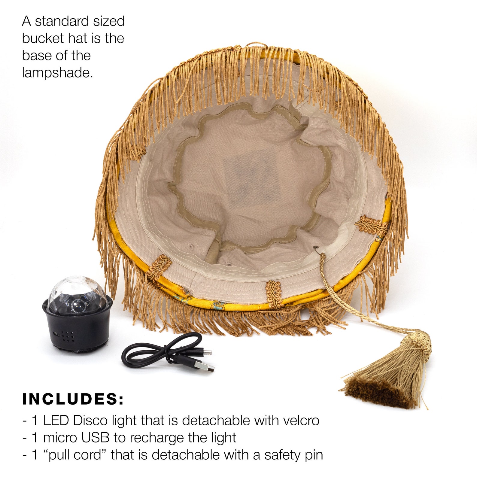 Lampshade Hat With LED Party Lights - Gold Oriental Lamp Hat, Funny ...