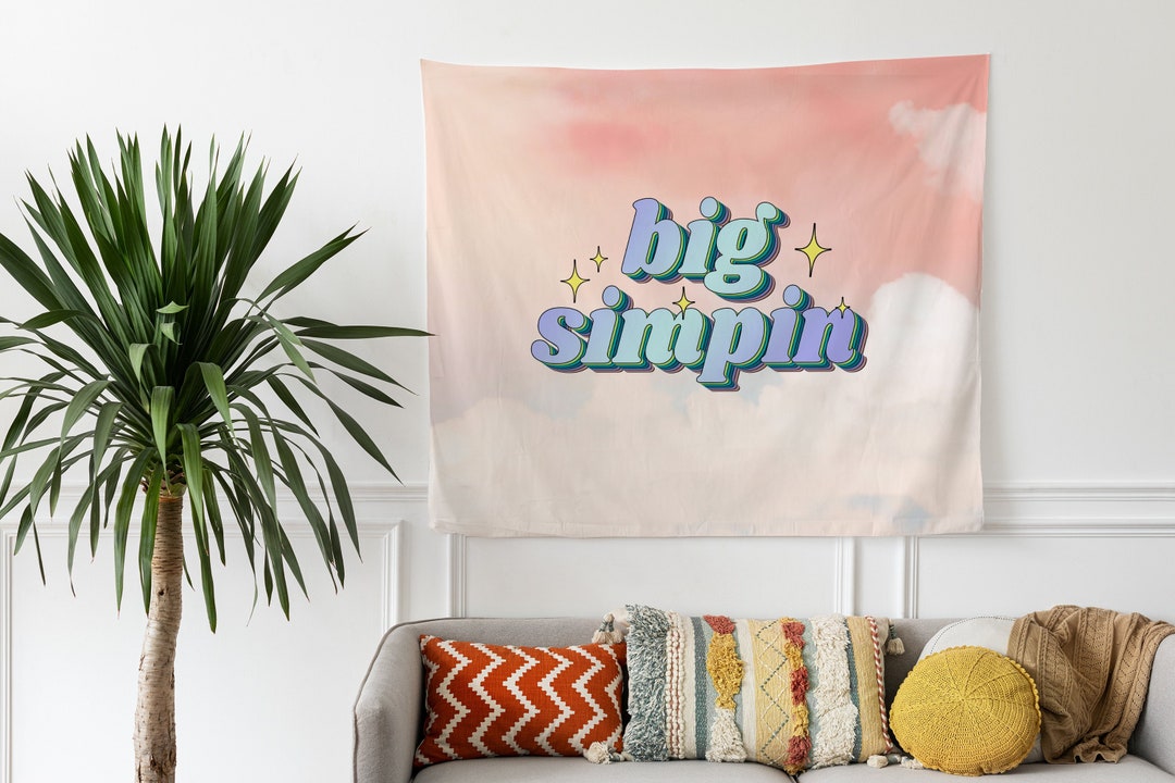 Big Simpin Tapestry - Funny Saying Wall Hanging for College Dorm, Simp ...