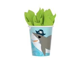 8 Shark Paper Cups 9 Oz Shark Birthday Shark Party Shark - Etsy