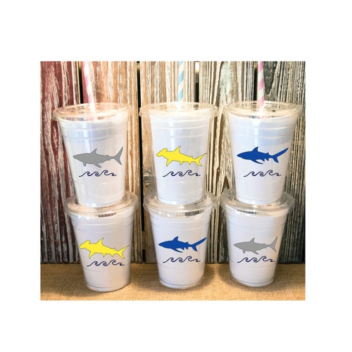 Shark Party Cups Shark Birthday Party Cups Ocean Party Cups - Etsy
