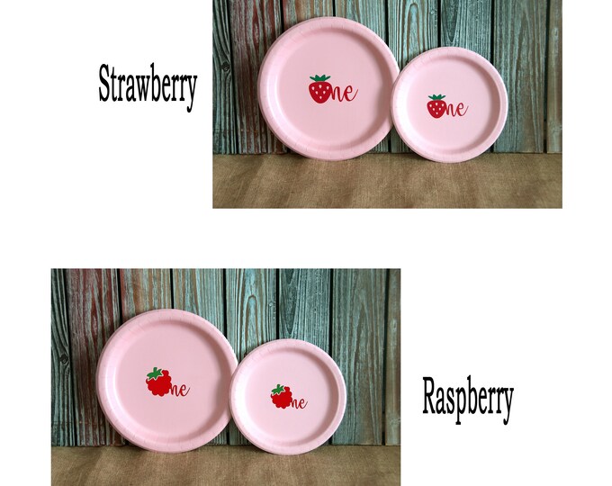 8 1st Birthday Strawberry or Raspberry Plates - Etsy