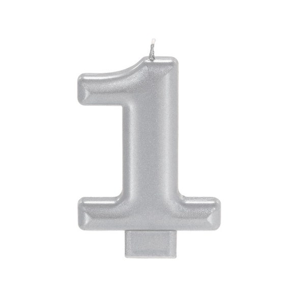 Large Fancy Number 1 Silver Candle - Etsy