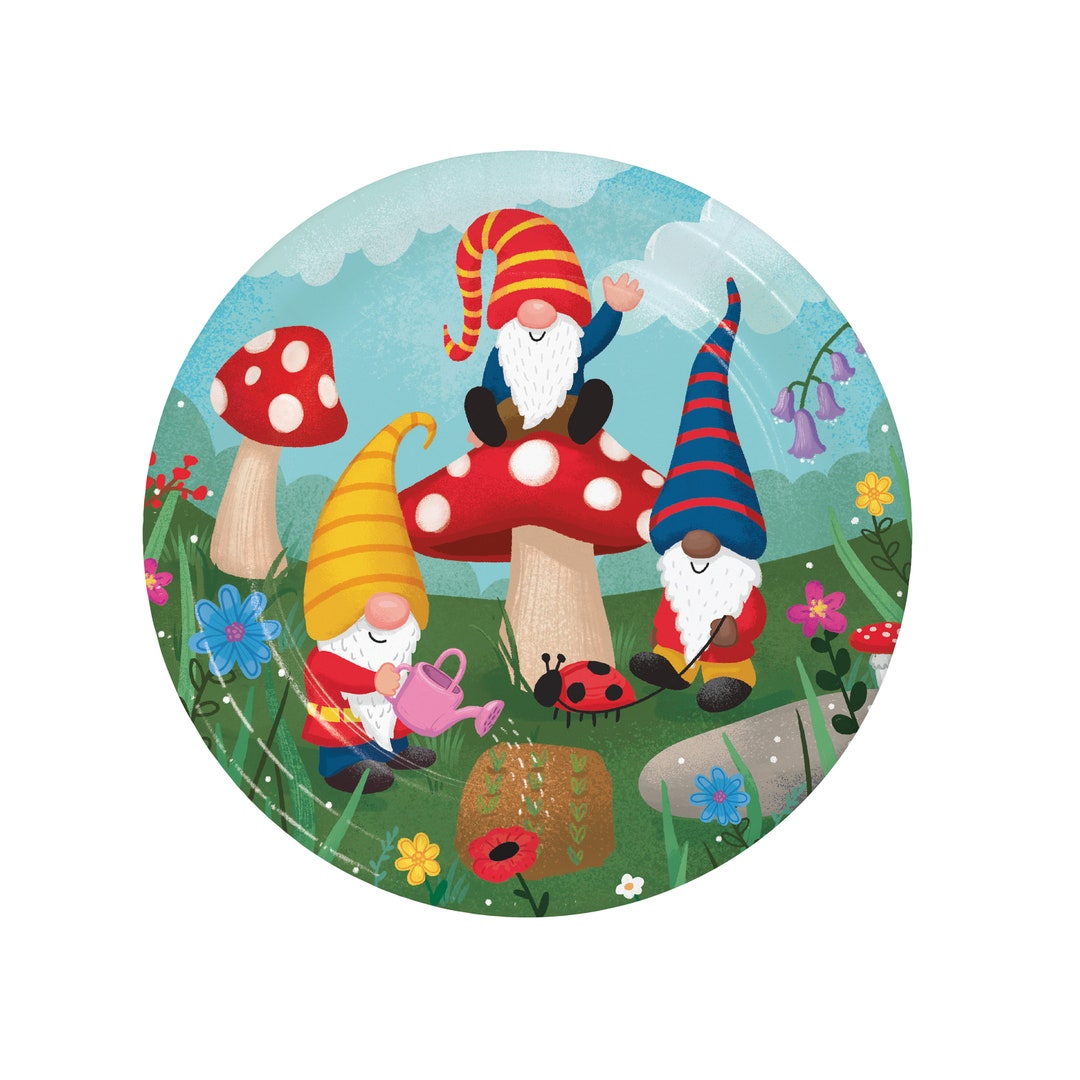 Garden Gnomes Lunch Plates - Etsy