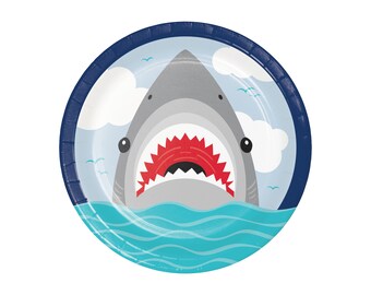 Lifeguard Paper Plates Shark Party Red and White Paper - Etsy