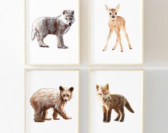 Forest animal prints | Etsy
