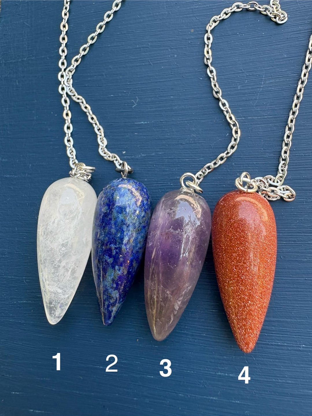 Small Crystal Pendulums: Clear Quartz, Lapis, Amethyst, Gold Stone ...