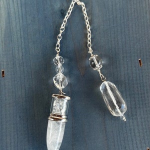 Clear Quartz Pendulum With Faceted Quartz Bead. Double Sided Pendulum ...