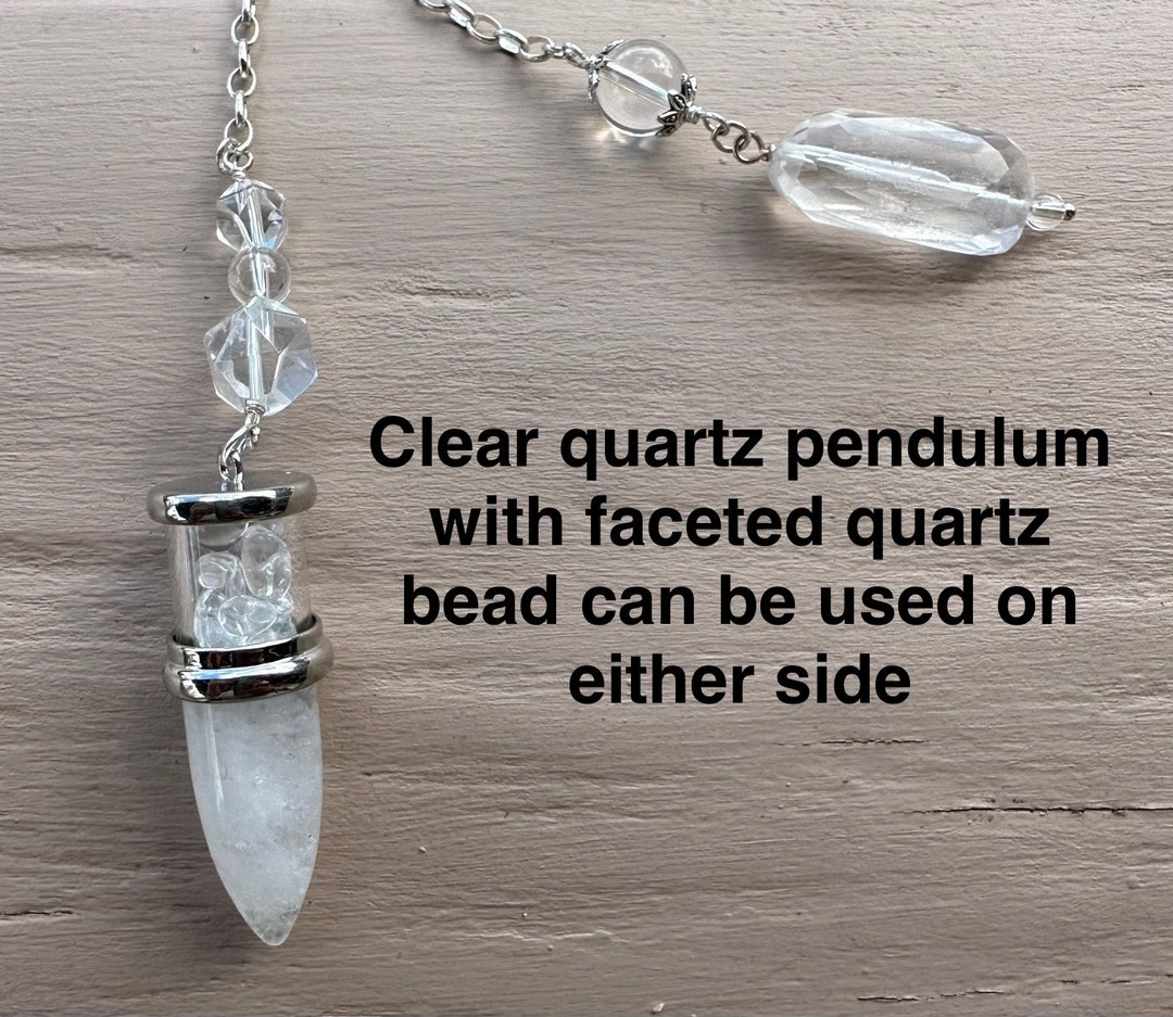 Clear Quartz Pendulum With Faceted Quartz Bead. Double Sided Pendulum ...