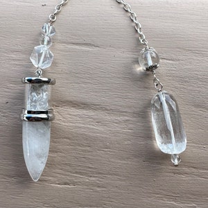 Clear Quartz Pendulum With Faceted Quartz Bead. Double Sided Pendulum ...