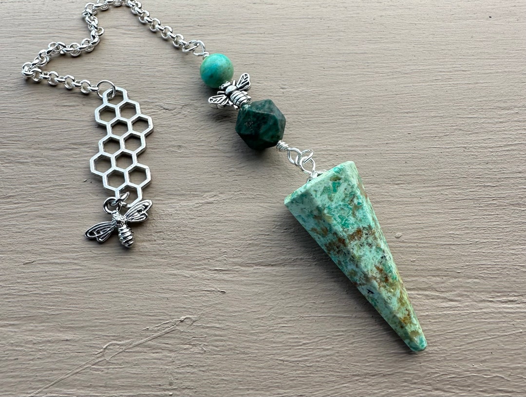 Chrysocolla Pendulum With Beehive and Bee Focal. Handmade, . - Etsy
