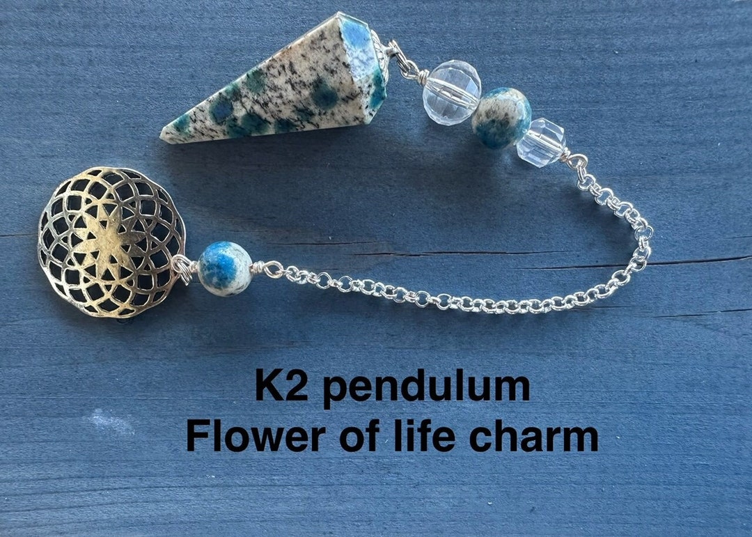 K2 Jasper Pendulum With Flower of Life Charm. Handmade. One of a Kind ...