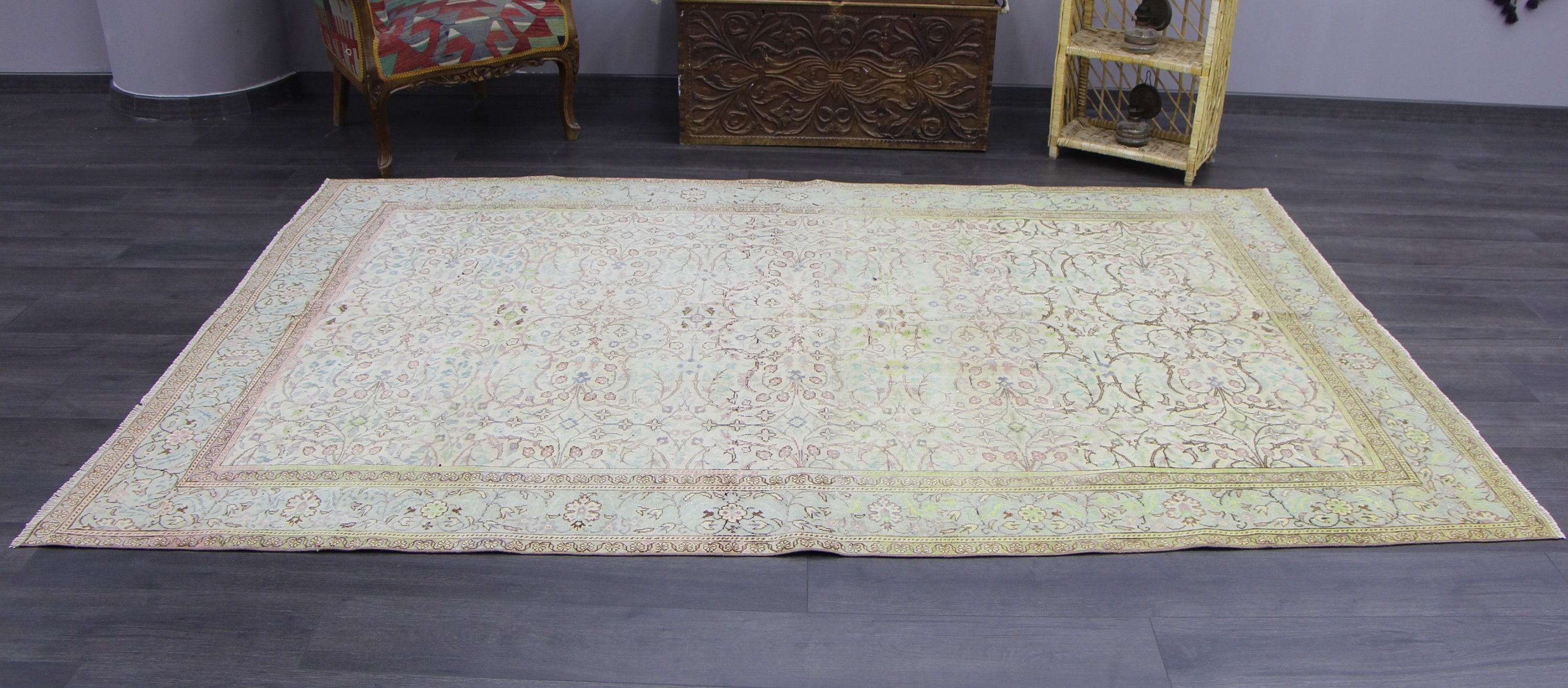 Turkish rug vintage large rug handknotted wool rug Free | Etsy